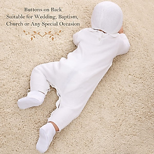 Booulfi Baby Boy's Christening Baptism Outfits Suit with Hat，Cross Detail
