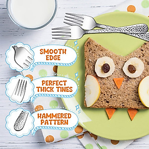 LIANYU 12 Pieces Children Stainless Steel Fork, Cute Kids Toddler Forks, Children Silverware Flatware Set, Kids Children Cutlery Set, Small Kid Utensil for Self Feeding, Mini Salad Fork