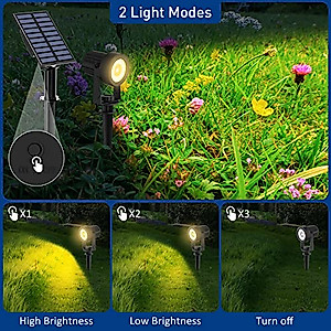 T-SUNUS Solar Landscape Spotlights, Solar Garden Spot Light IP65 Waterproof 9.8ft Cable, 2000mAh Separated Solar Panel, Auto On/Off for Garden Driveway Pathway Pool Area(Warm White 3000K)
