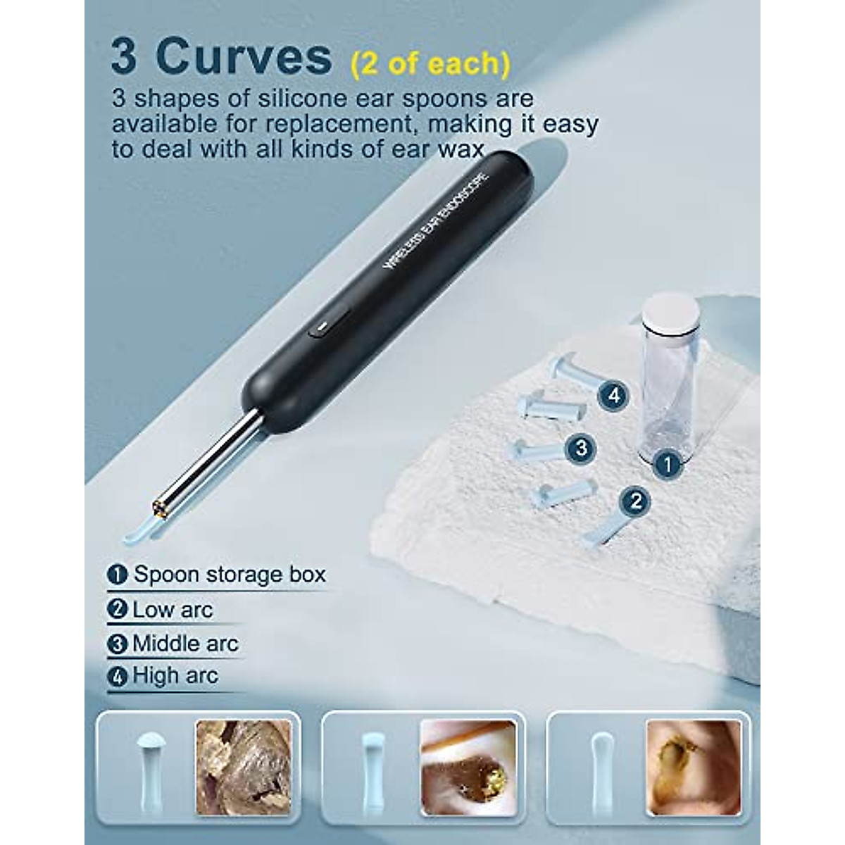 Ear Wax Removal, Ear Cleaner Camera with 1080P, Ear Cleaning Kit with 6 Ear Pick, Ear Camera for iPhone, iPad, Android Phones, with 8 Pcs Ear Set