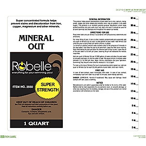 Robelle 2550-02 Mineral Out Stain Remover for Swimming Pools, 1-Quart, 2-Pack