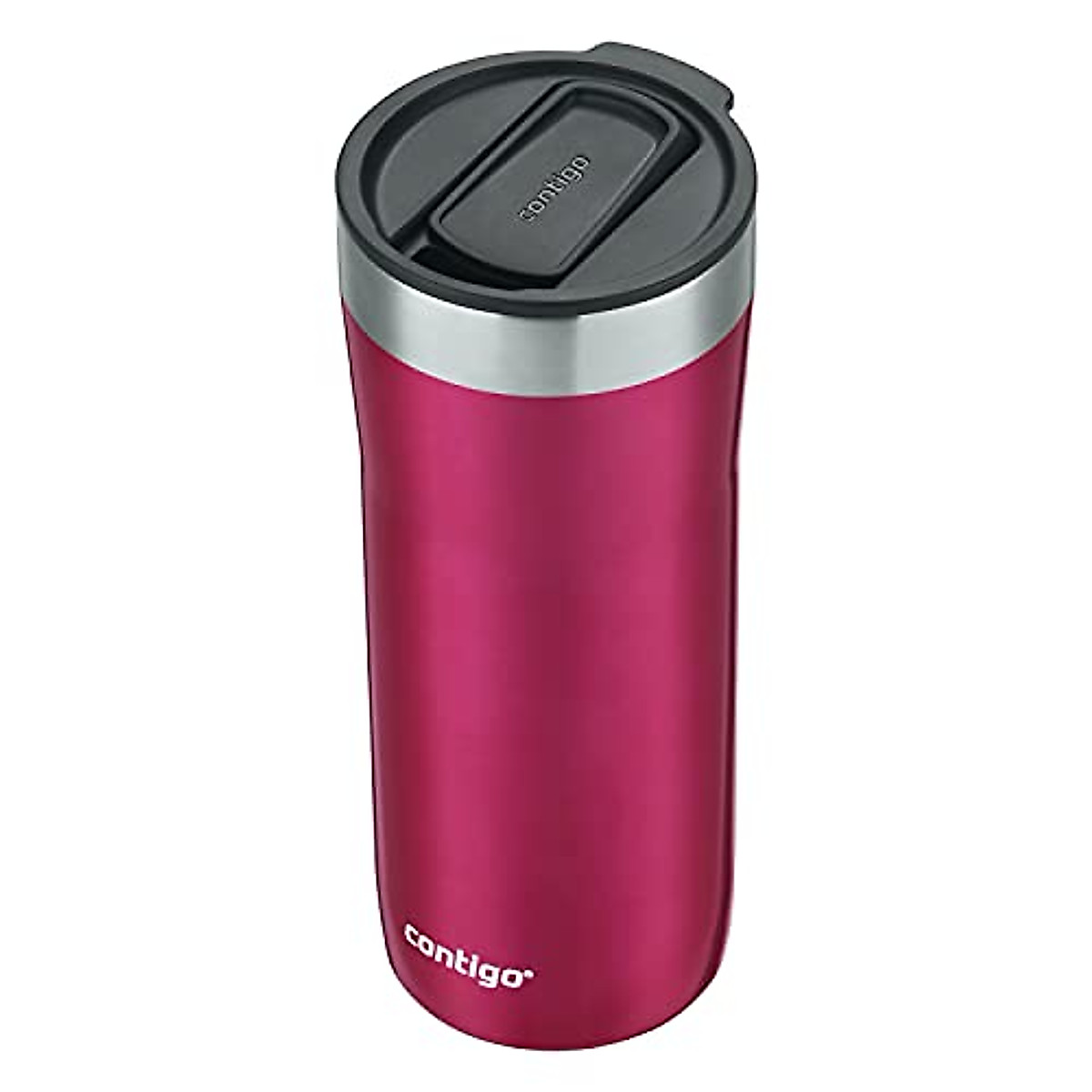 Contigo Streeterville Stainless Steel Vacuum-Insulated Tumbler with Straw and Splash-Proof Slider Lid, Keeps Drinks Hot up to 8hrs or Cold for 24hrs, Great for Travel/Work/School, 24oz Dragonfruit