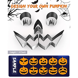Fenvella Pumpkin Carving Kit for Kids, Safe Pumpkin Carving Tools Heavy Duty Stainless Steel Pumpkin Carver Set, DIY Halloween Pumpkin Carving Stencils, Professional Carving Kit Adults