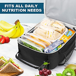 CARBATO Lunch Bag, Durable Insulated Lunch Box Reusable Adults Tote Bag Lunch Bag for Men, Women, Adults (Black)