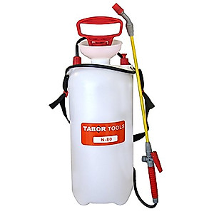 TABOR TOOLS 2.0 Gallon Lawn and Garden Pump Pressure with Pressure Relief Valve, Adjustable Shoulder Strap, and Adjustable Wand Nozzle (2.0 Gallon, Yellow Wand). N80A.