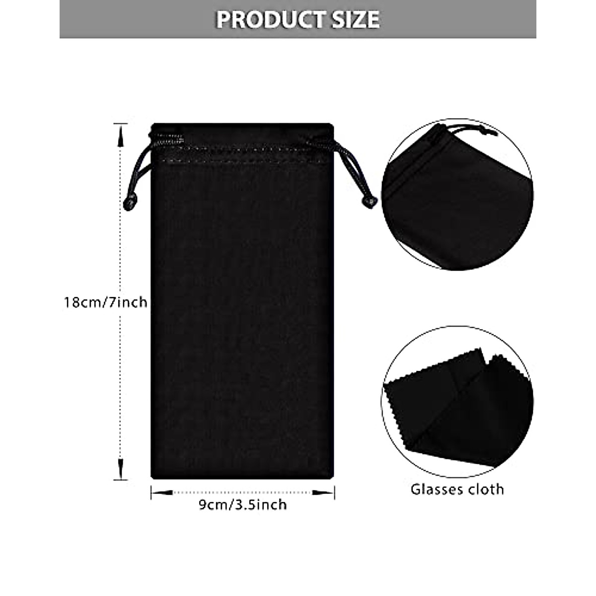Flutesan 40 Pack Microfiber Case Pouch Bag Glasses Sunglasses Case with 2 Pieces Cleaning Cloth (Black)