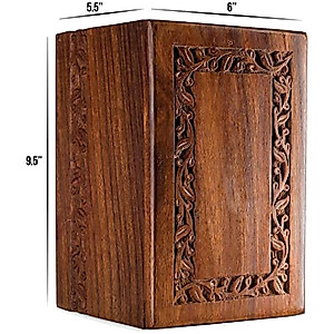Cremation Urn for Human Ashes Adult Male Female - Wooden Urn Box and Casket for Men Women Child - Burial Urn for Adults with Velvet Bag (Rosewood)