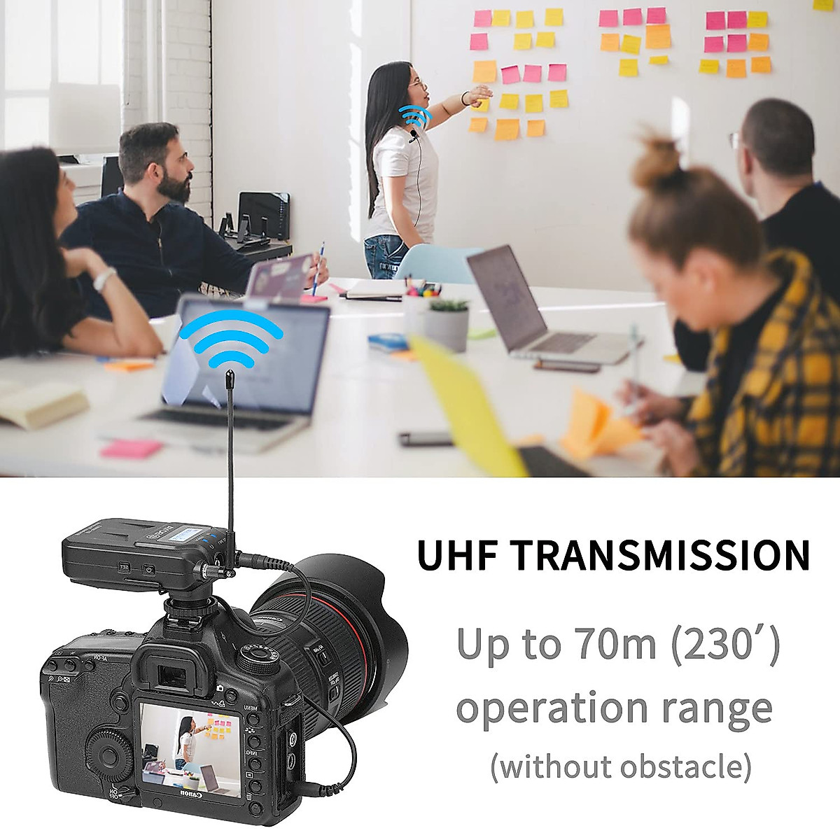 BOYA UHF Wireless Lavalier Microphone with 48-Channel, BY-WM6S, Broadcast Sound Quality and Integrity of Audio, Built-in Rechargeable Battery for Smartphone, Tablets, DSLR Camera, Sony Camcorder