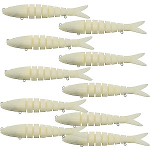 5PC Whopper Popper Bass Lure 8 Multi Jointed Fishing Lure 18g 13.5cm with 5mm Free Eye Topwater Floating Rotating Tail Artificial Hard Bait Swim Bait 5mm