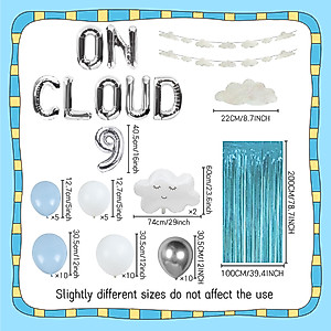 LaVenty Luxury Sliver On Cloud 9 Balloons On Cloud 9 Birthday Decoration 9 Birthday Decoration Nine Years Old Birthday Balloon On Cloud 9 Party Supplies Cloud Balloon