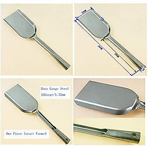 Fireplace 14-Inch Long Ash Shovel, One Piece Intact Formed BBQ Charcoal Ash Poker Scoop, Mini Dust Pan, Oven Ash Shovel, Heavy Gauge Steel Stove Coal Shovel