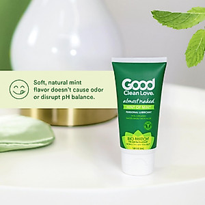 Good Clean Love Almost Naked Hint of Mint Water-Based Lube, Personal Lubricant with Organic Aloe Vera, Safe for Adult Toys & Condoms, pH-Balanced, Intimate Wellness Gel for Men & Women, 1.69 Oz