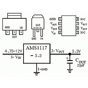 Anmbest 10 Pack 3 Pins AMS1117-3.3 DC 4.75V-12V to 3.3V Voltage Regulator Step Down Power Supply Buck Module 800mA