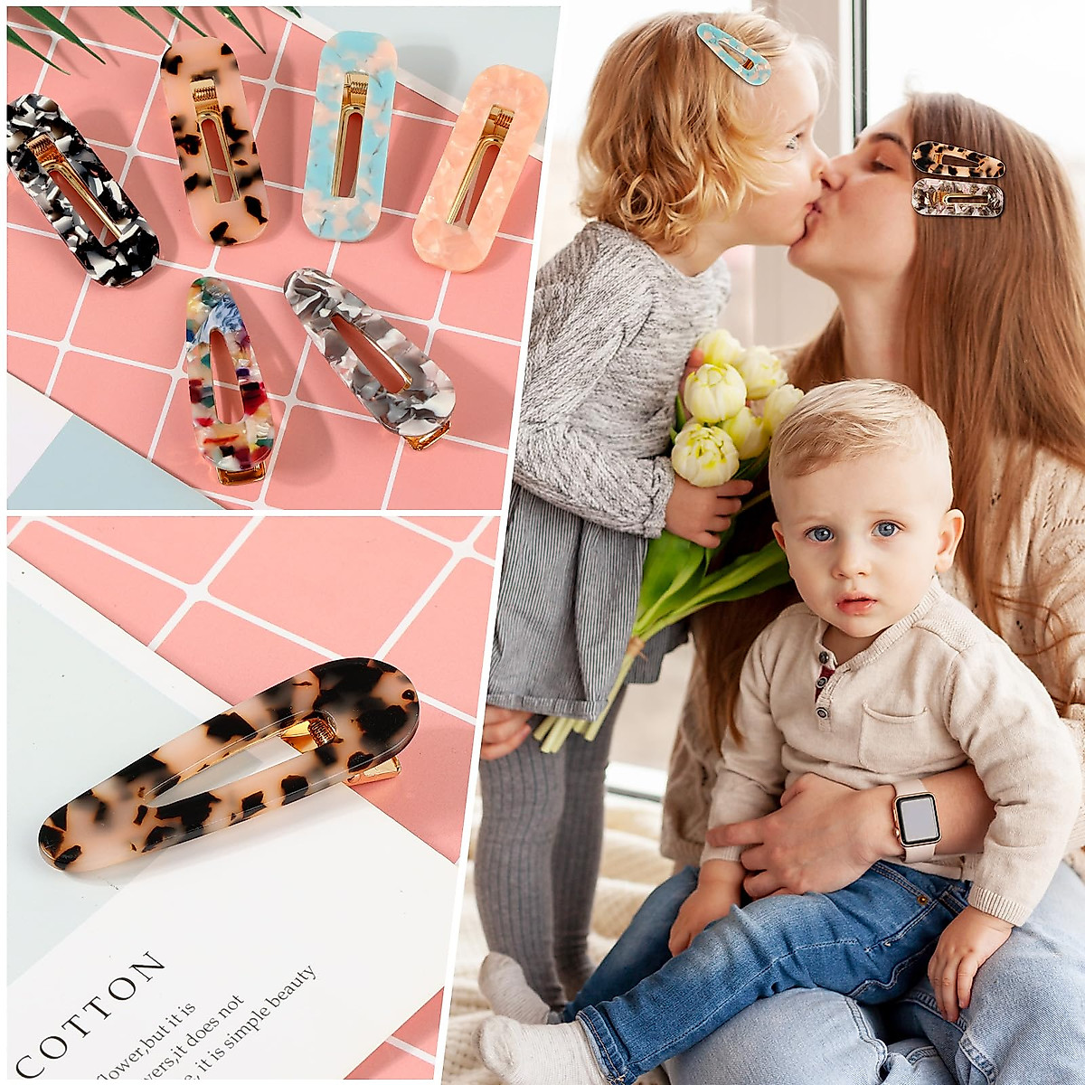 cridoz 12 Pcs Acrylic Resin Hair Barrettes Hair Clips for Women Hair Accessories