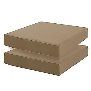 Lmeison Patio Chair Cushions 19 x 19 inch Waterproof Outdoor Chair Cushions Set of 2 Fade Resistant Outdoor Cushions for Patio Furniture Outdoor Seat Cushion for Garden Sofa Couch Chair, Taupe