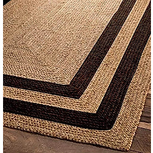 Hand MadeFarmhouse Jute Area Border Rectangular Braided Flooring by SANWARIYA Rugs. (4' x 6' Feet)