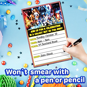 Set of 30 Invitation Cards Star Wa -Themed Happy Birthday Invitation Cards - Lightweight (230g), Postcard Style Invites for the Perfect Party Pack