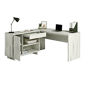 Sauder Select Engineered Wood Desk in Haze Acacia/Natural Finish