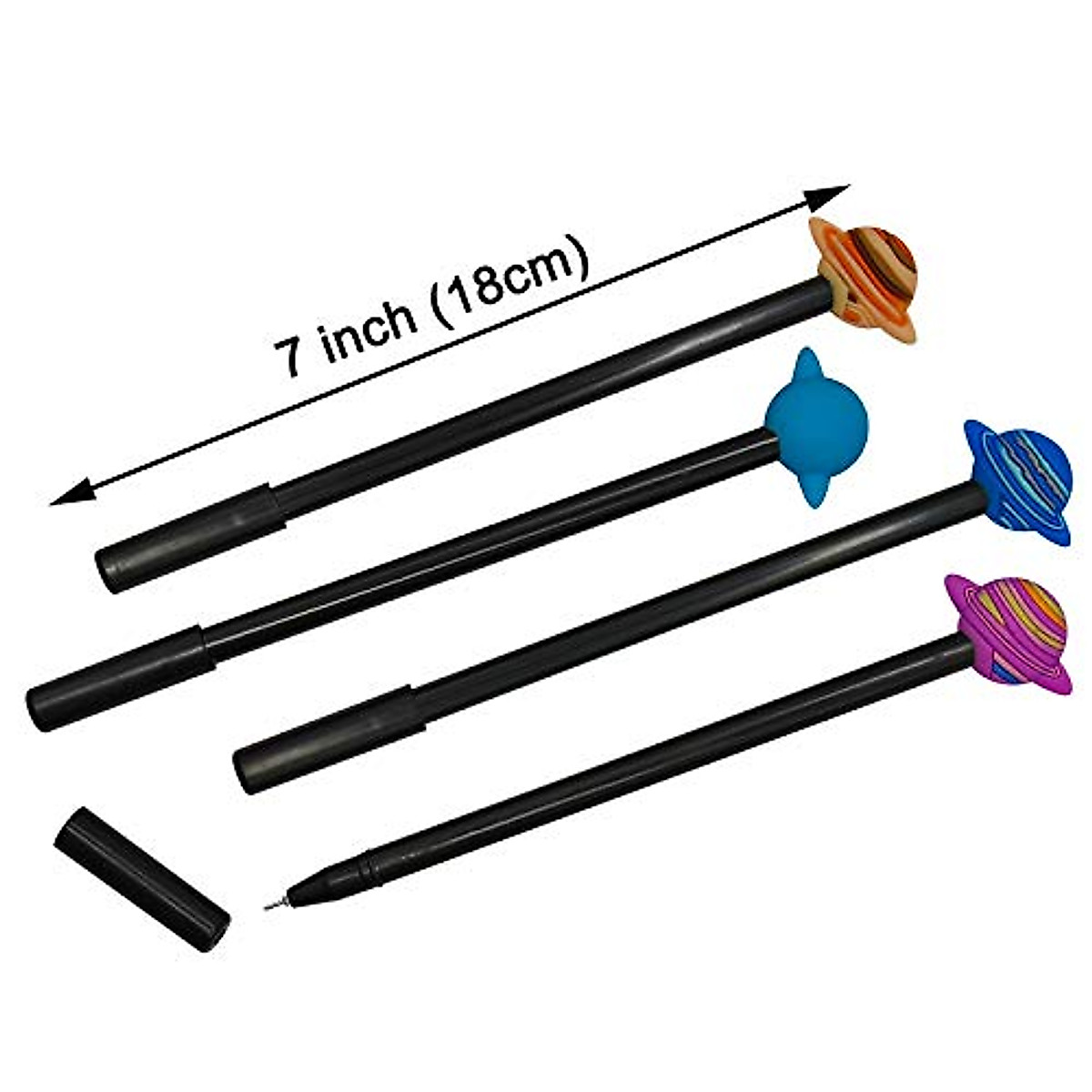 Maydahui 12PCS Multicolor Planet Rollerball Pen Black Gel Ink Outer Space Theme Star Pens Design for Girls Astronomer Astrophile