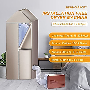 Gralara MULTI-FUNCTION Clothes Dryer Portable Travel Mini 600W Dryer Machine,Portable Dryer Energy Saving for Apartments, Generation Electric Clothes Drying, Aureate