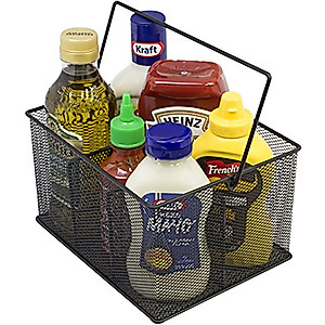 Sorbus® Utensil Caddy — Silverware, Napkin Holder, and Condiment Organizer — Multi-Purpose Steel Mesh Caddy—Ideal for Kitchen, Dining, Entertaining, Tailgating, Picnics, and Much More (Black)