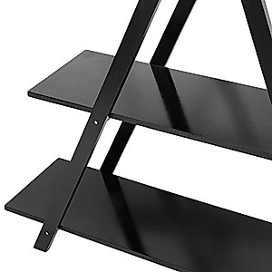 SUPER DEAL A Frame Bookshelf Storage Shelves, 4 Tier Ladder Bookcase Free Standing, Plant Book Display Furniture for Home Office, Black