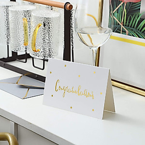 Winoo Design Gold and White Congratulations Cards with Envelopes, 36 PK All Occasion Greeting Cards 4x6 Inches, Bridal Shower Graduation Baby Shower Christmas Thank You Cards