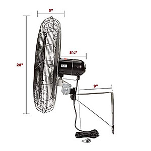 TPI 8749102 CACU24WO Oscillating Commercial Wall Fan, 24"