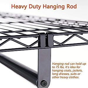 Soywey Heavy Duty Wire Garment Rack, Clothing Rack Clothes Rack for Hanging Clothes Metal Free Standing Clothes Rack Wire Metal Clothing Rack Closet（Black）