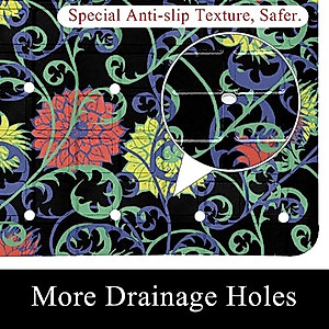 Bath Tub Shower Mat - Anti-Slip PVC Material 15.1x26.8 in, Gentle Cushioning Quick Drying Suction Cups Reliable Solution - Vintage Chrysanthemum Pattern Non-Slip Floor Mat