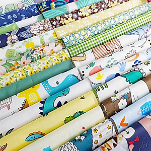 QiMicody 44pcs Cotton 9.8” x 9.8”(25cm x 25cm) Squares Quilting Fabric bundles, Pre-Cut Squares Sheets for Patchwork Sewing Quilting Crafting, No Repeat Patterns.