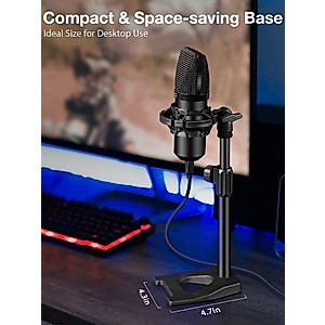 InnoGear Desktop Microphone Stand, Mic Stand Desk Table with Weighted Base Shock Mount Mic Clip 3/8" to 5/8" Adapter Adjustable Height for Hyper X QuadCast Fifine K669B AT2020 Shure SM58 PGA48