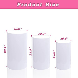 ZCEBGIG 3Pcs Cylinder Stands for Party Cylinder Pedestal Stands for Parties Cylinder Tables for Parties Wedding Pillars Baby Shower Dessert Tables Birthday Party Event Decor (Round-White-3Pcs)