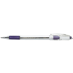 Pentel® R.S.V.P.® Ballpoint Pens, Medium Point, 1.0 mm, Clear Barrel, Violet Ink, Pack Of 12