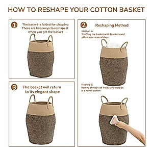 Goodpick Tall Wicker Laundry Basket with handles, Farmhouse Laundry Hamper for Bedroom, Living Room, Bathroom, Narrow Laundry hamper for Dirty Clothes, Blankets, Towels, 12.59 x 20.86 inches