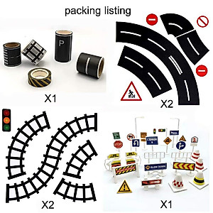 Road Tape for Toy Cars & Trains Black Tape 3 Rolls Road Tape 197 inch by 1.9 inch, Packing Traffic Signs Tape Stick to Floors and Walls, Quick Cleanup, for Kids Car Play Gift