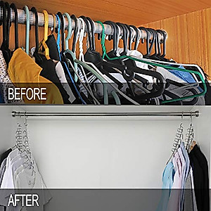 Meetu Magic Cloth Hanger Space Saving Hangers Metal Closet Organizer for Closet Wardrobe Closet Organization Closet System (Pack of 4)