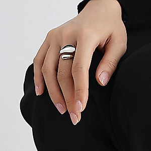 WPPHXY 925 Sterling Silver Rings Handmade Rings Adjustable Open Teardrop Rings Waterdrop Ring for Women Girls Color 1