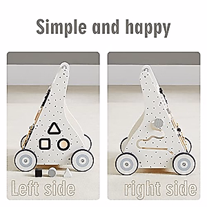 Beright Wooden Baby Walker Push and Pull Learning Activity Walker Kids’ Activity Toy Multiple Activities Center Develops Motor Skills & Stimulates Creativity (Natural)