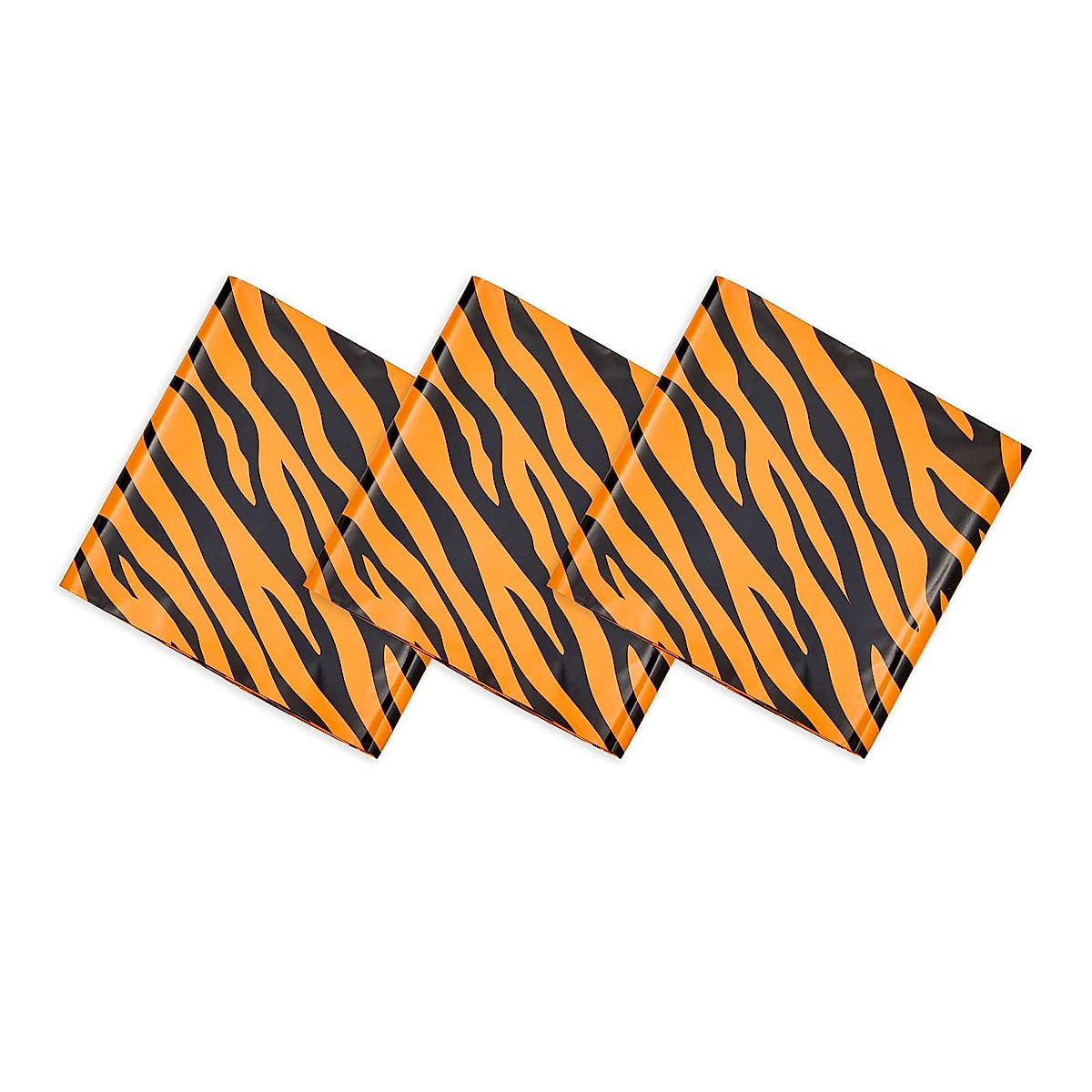 Tiger Print Tablecloths for Jungle Safari Birthday Party (54 x 108 in, 4 Pack)