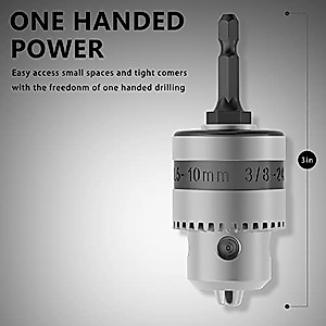 Renekton 3/8” Drill Chuck with 1/4” Quick Change Hex Drive, Convert Impact Driver Hammer and Wrench to Drill
