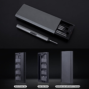 EFFTO Precision Mini Electric Screwdriver Set, 200RPM Load Free and 48 S2 Alloy Steel Bits, Aluminum Storage Case Packing, Portable Repair Tool Kit for Electronic Devices