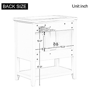 Ataucjin 30" Bathroom Vanity with Ceramic Sink Top, Solid Wood Bathroom Storage Cabinet Bath Vanity with Two Tiers Drawer and Soft Closing Doors（Delivery in Two Boxes）