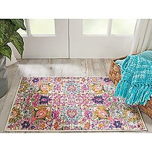 Nourison Passion Silver 1'10" x 2'10" Area -Rug, Boho, Moroccan, Bed Room, Living Room, Dining Room, Kitchen, Easy -Cleaning, Non Shedding, (2' x 3')