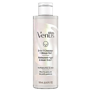 Gillette Venus Intimate Grooming 2in1 Cleanser and Shave Gel for Bikini Pubic Hair and Skin 6.4 Oz, Packaging may vary