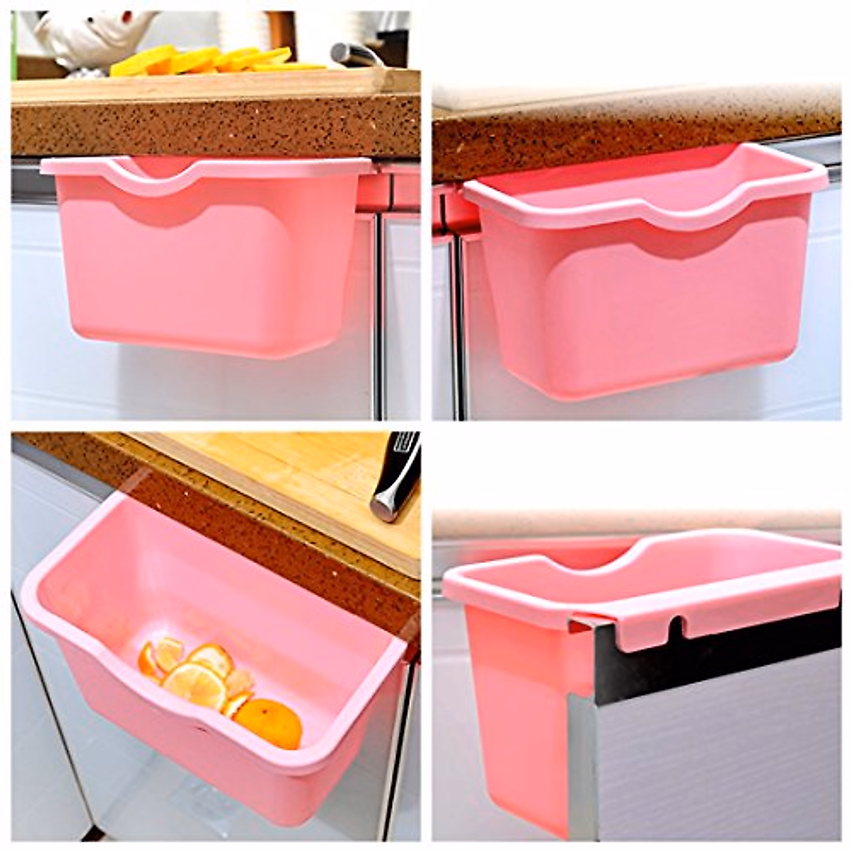 sunliveus 3 Pack Hanging Kitchen Wastebaskets Multipurpose Little Trash Compost Container Recycle Waste Garbage Bins Bowls for Kitchen, Office, Bathroom, Bedroom Drawers Cabinets Storage (White)