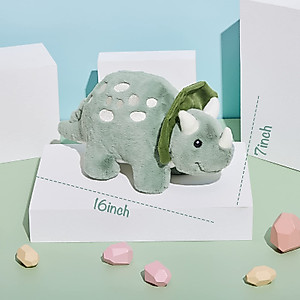TCBunny Baby Dinosaur 12" Bedtime Stuffed Animal Plush Toy, Kid's Gifts for Boys, Girls, Birthday, Valentine, Christmas (Triceratops-Green)