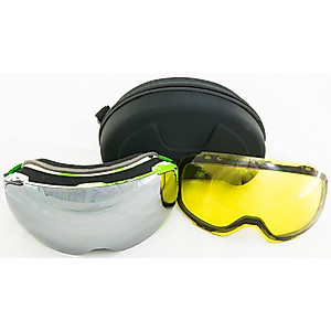 Typhoon Sports Magnetic Lens Ski Snowboard Anti-Fog Goggles (Green White w/Silver & Yellow)