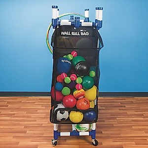 S&S Worldwide Cart and Wall Ball Bag. Large (36" L x 19-1/2" x 9") Mesh Bag with 2 Metal Grommets to Hang. Easy Access Through Open Top or Zippered Bottom. Perfect for Garage, PE Closet or Anywhere!