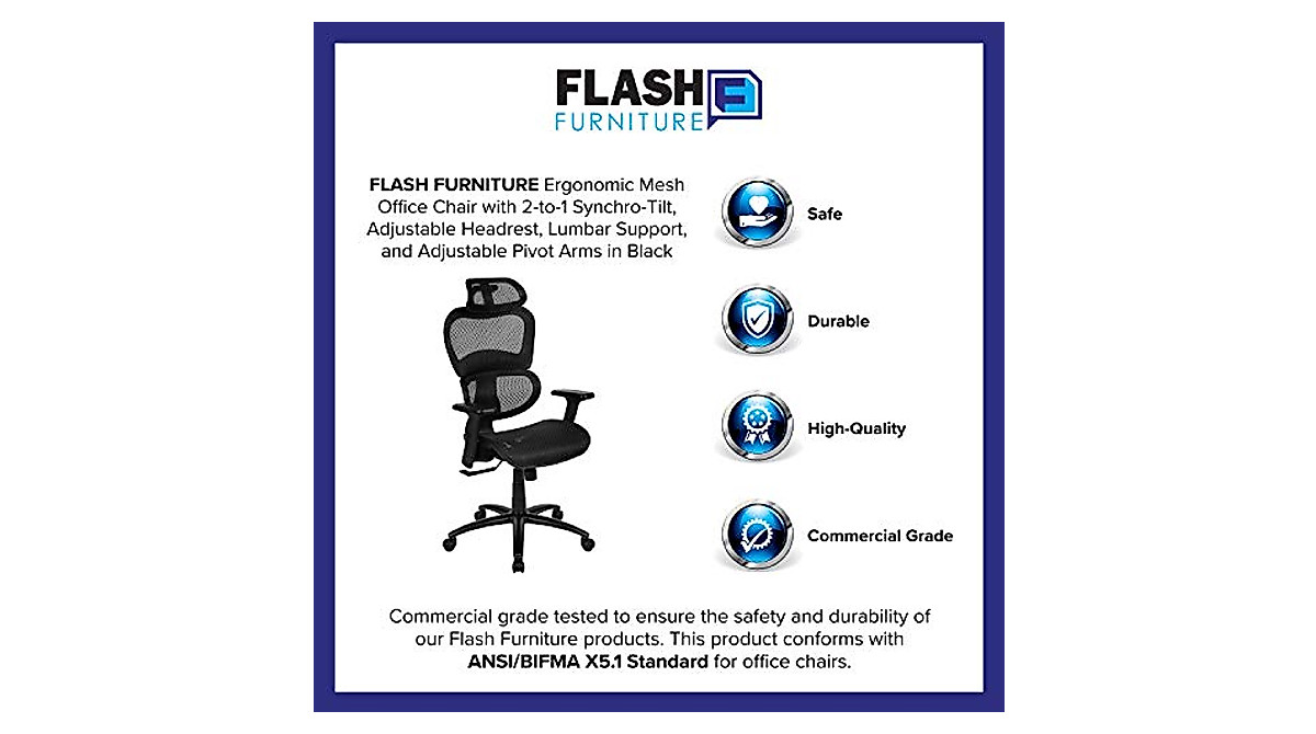 Ergonomic Mesh Office Chair with Adjustable Support | Flash Furniture